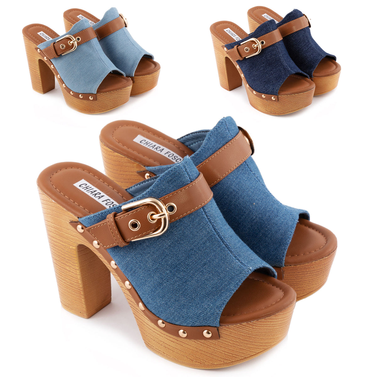 Sabot Sandali Zoccoli Denim Jeans Clogs Bsc-26 — Toocool